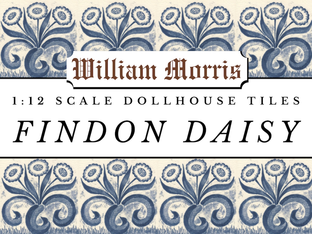 William Morris Blue Findon Daisy Tiles Dollhouse 1:12th Scale Victorian ...