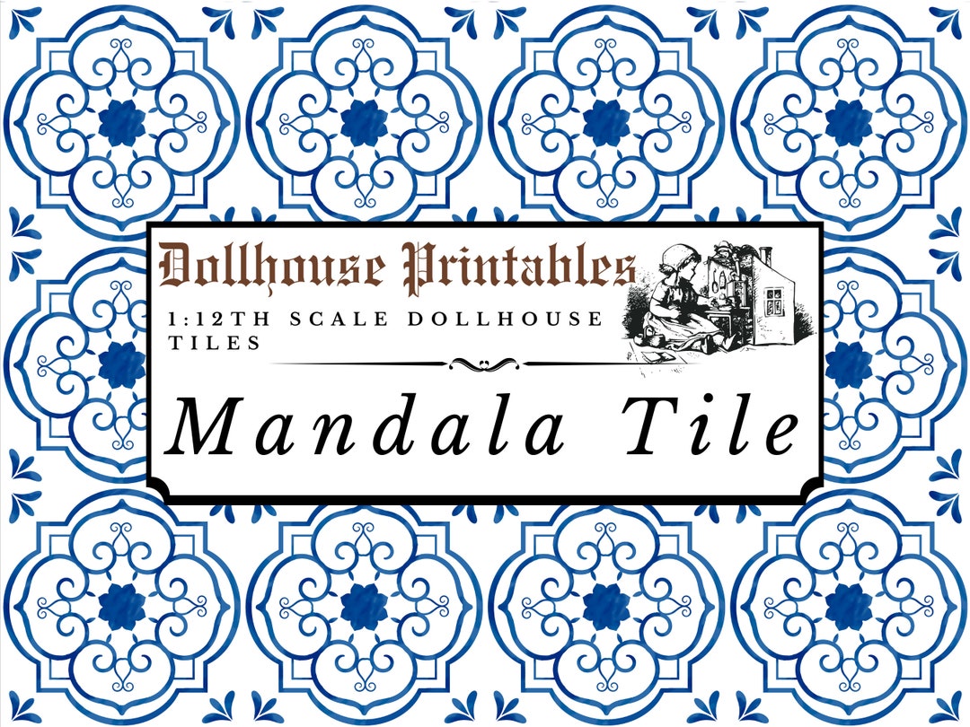 Mandala Dollhouse Tiles 1:12 Scale | Miniature Blue & White Moroccan ...