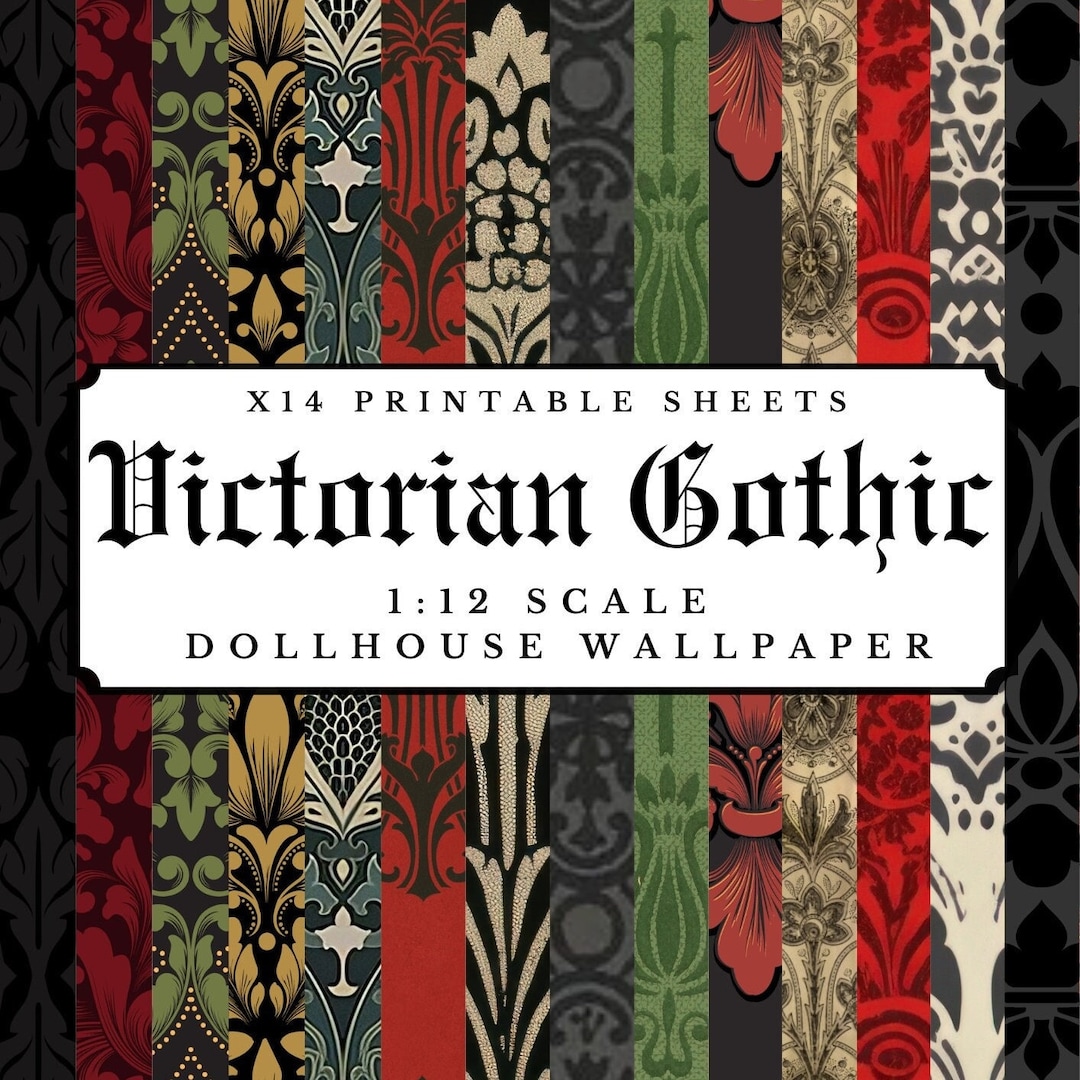Victorian Gothic Dollhouse 1:12 Scale Wallpaper Pack | X 14 A4 ...