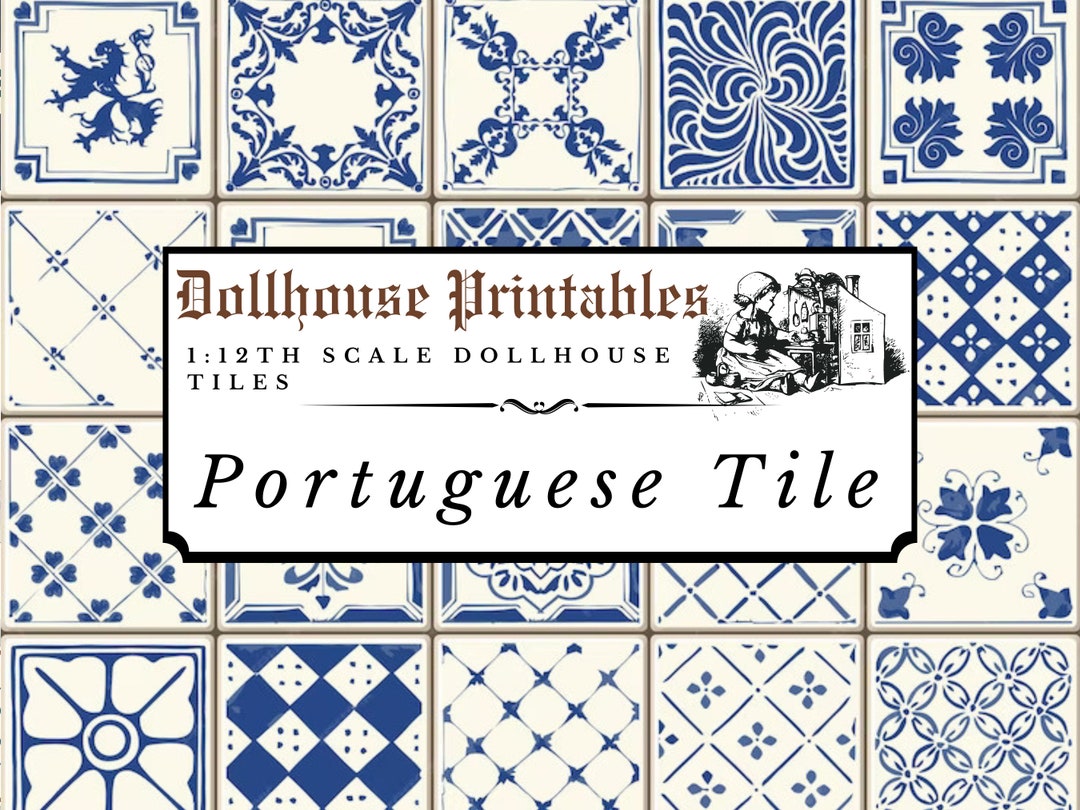 Mediterranean Blue Dollhouse Tiles 1:12 Scale | Portuguese Miniature ...