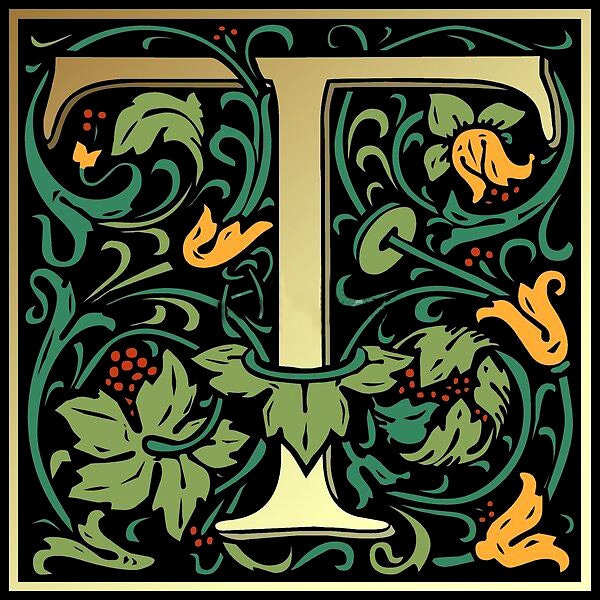 William Morris Letter 'T' Alphabet Monogram PDF | Etsy