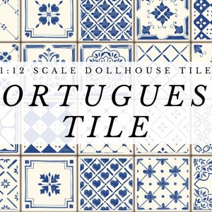 Mediterranean Blue Dollhouse Tiles 1:12 Scale Portuguese Miniature ...
