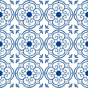 Mandala Dollhouse Tiles 1:12 Scale | Miniature Blue & White Moroccan ...