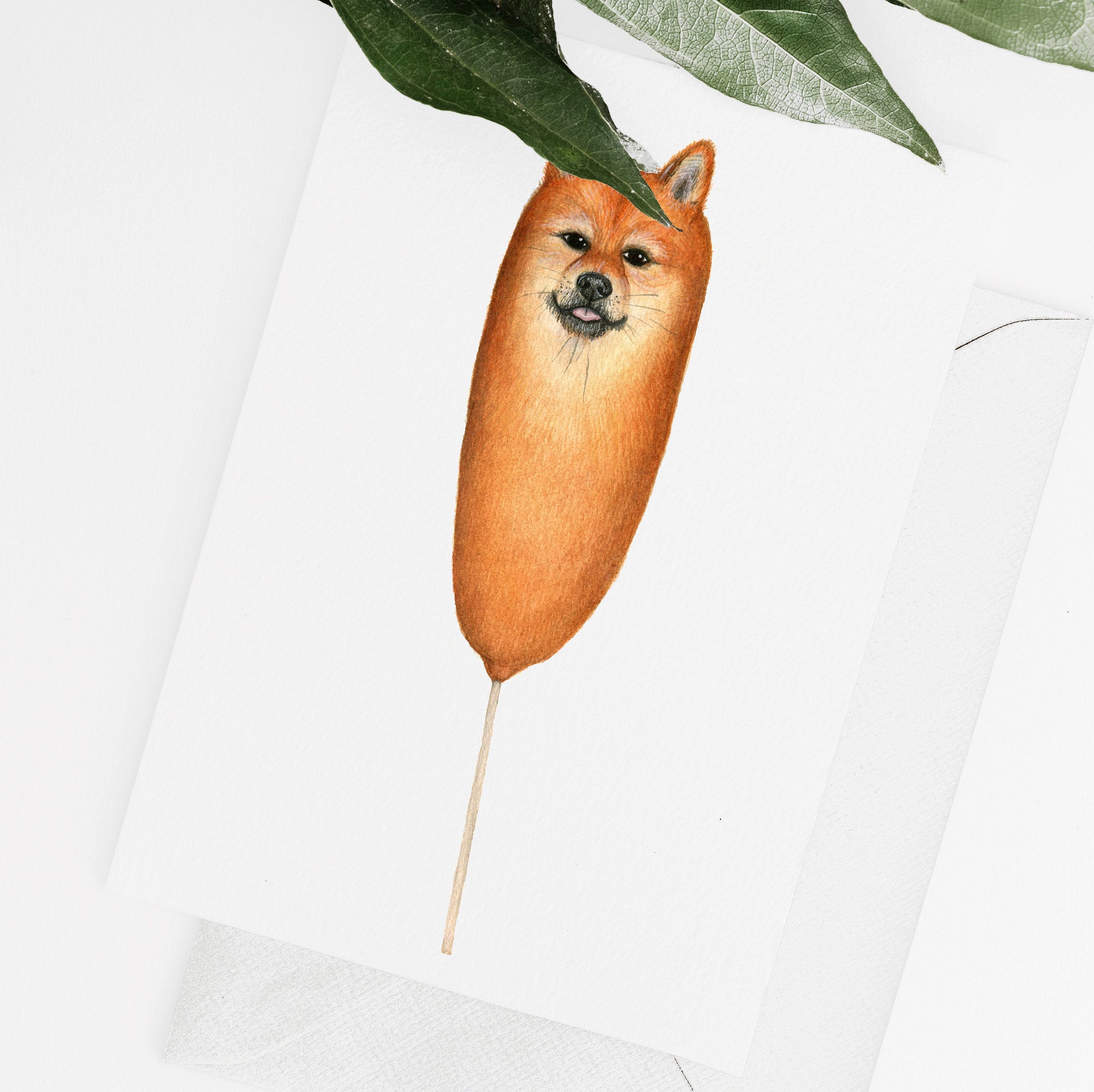 Corn Dog Greeting Card / Japanese Shiba Inu Happy Birthday - Etsy