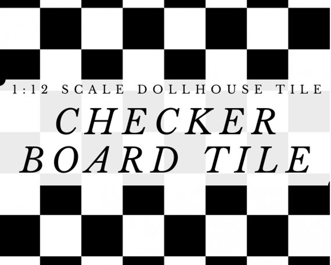 Checkerboard Floor Tile Dollhouse 1:12 Scale Miniature Black & White ...