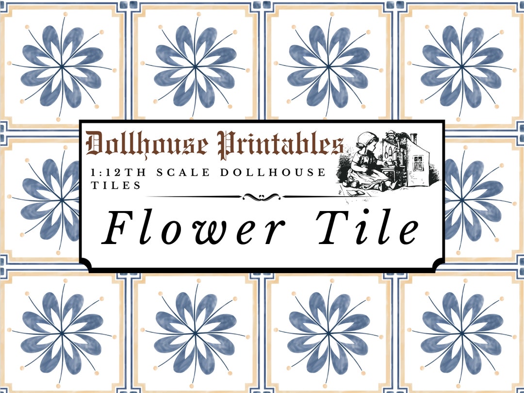 Vintage Blue Flower Dollhouse Tiles 1:12 Scale | Country Miniature ...