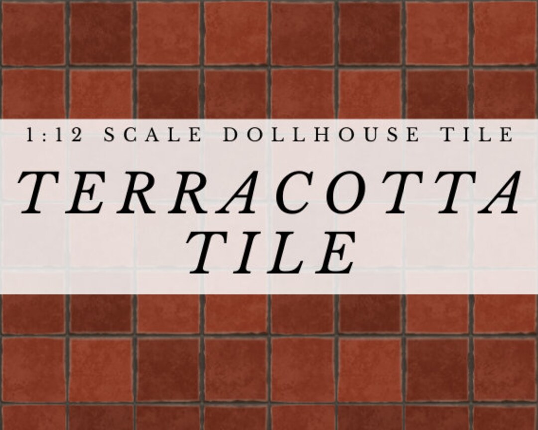 Terracotta Floor Wall Tile Dollhouse 1:12 Scale Wallpaper Miniature ...
