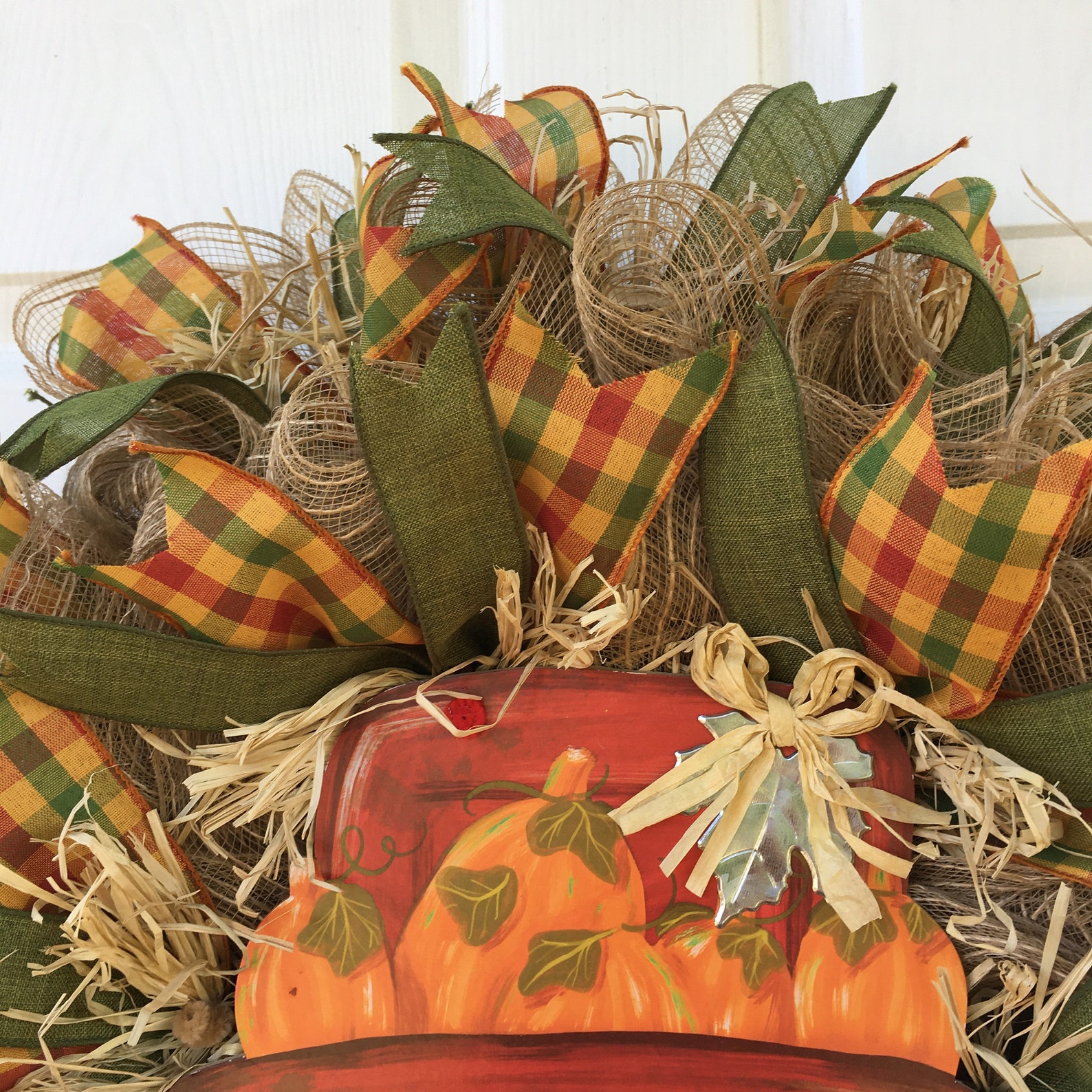 Fall Red Truck Happy Harvest Front Door Wreath Deco Mesh - Etsy