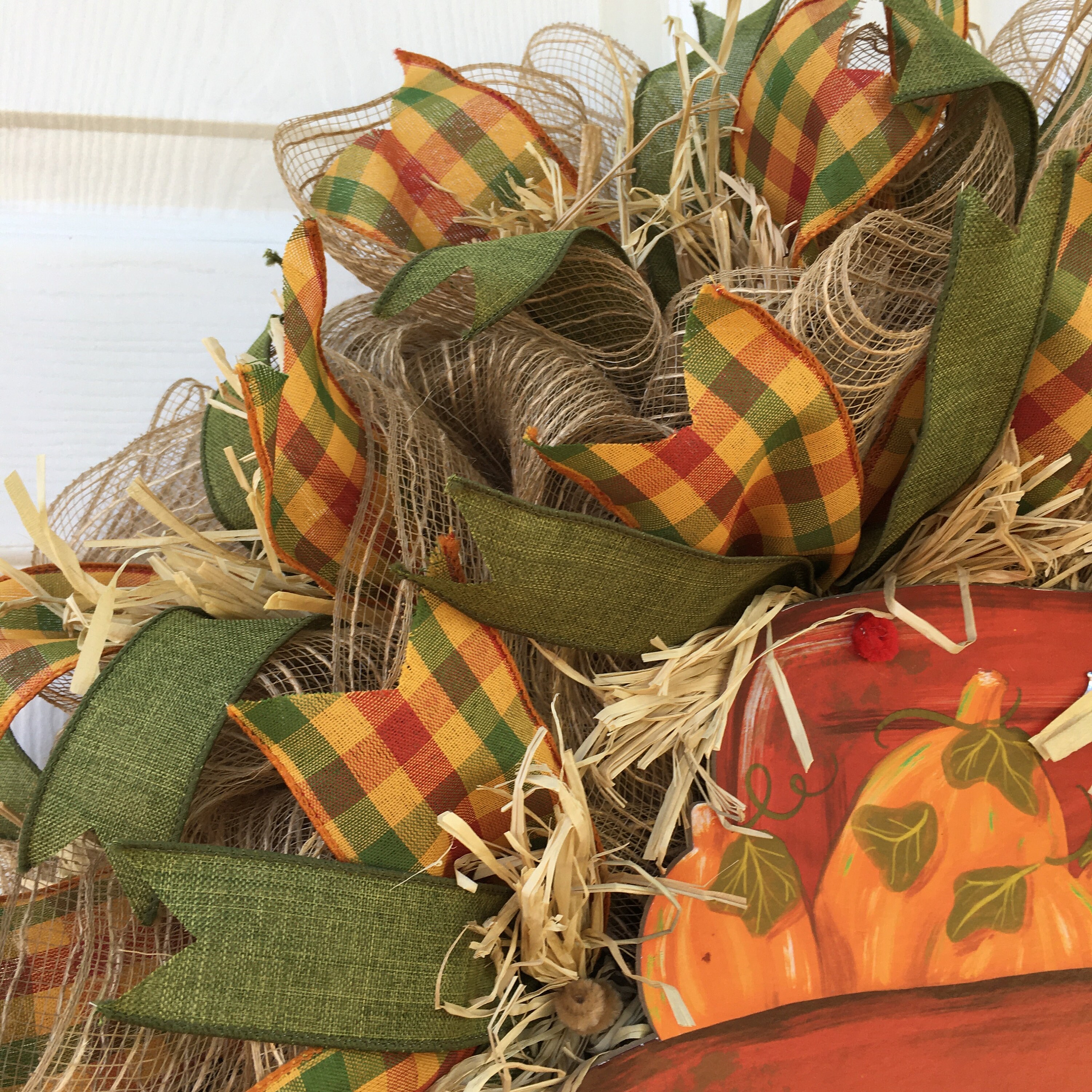 Fall Red Truck Happy Harvest Front Door Wreath Deco Mesh | Etsy