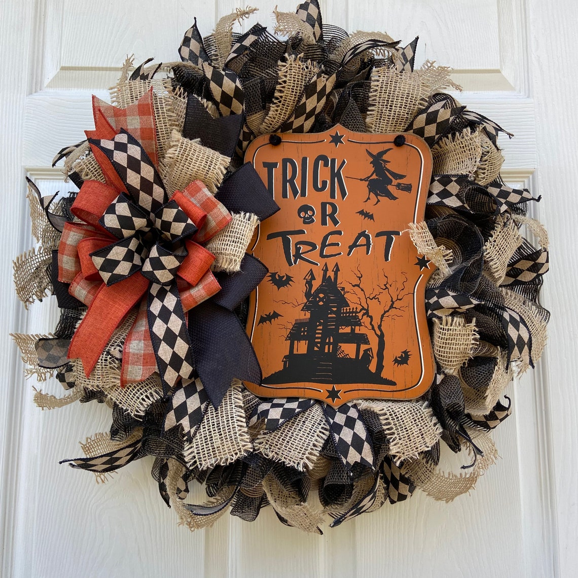Halloween Trick or Treat Wreath - Etsy