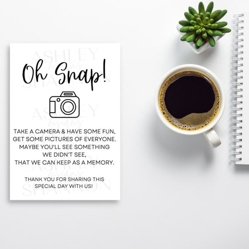 Disposable Camera Sign for Wedding Printable Oh Snap Capture - Etsy