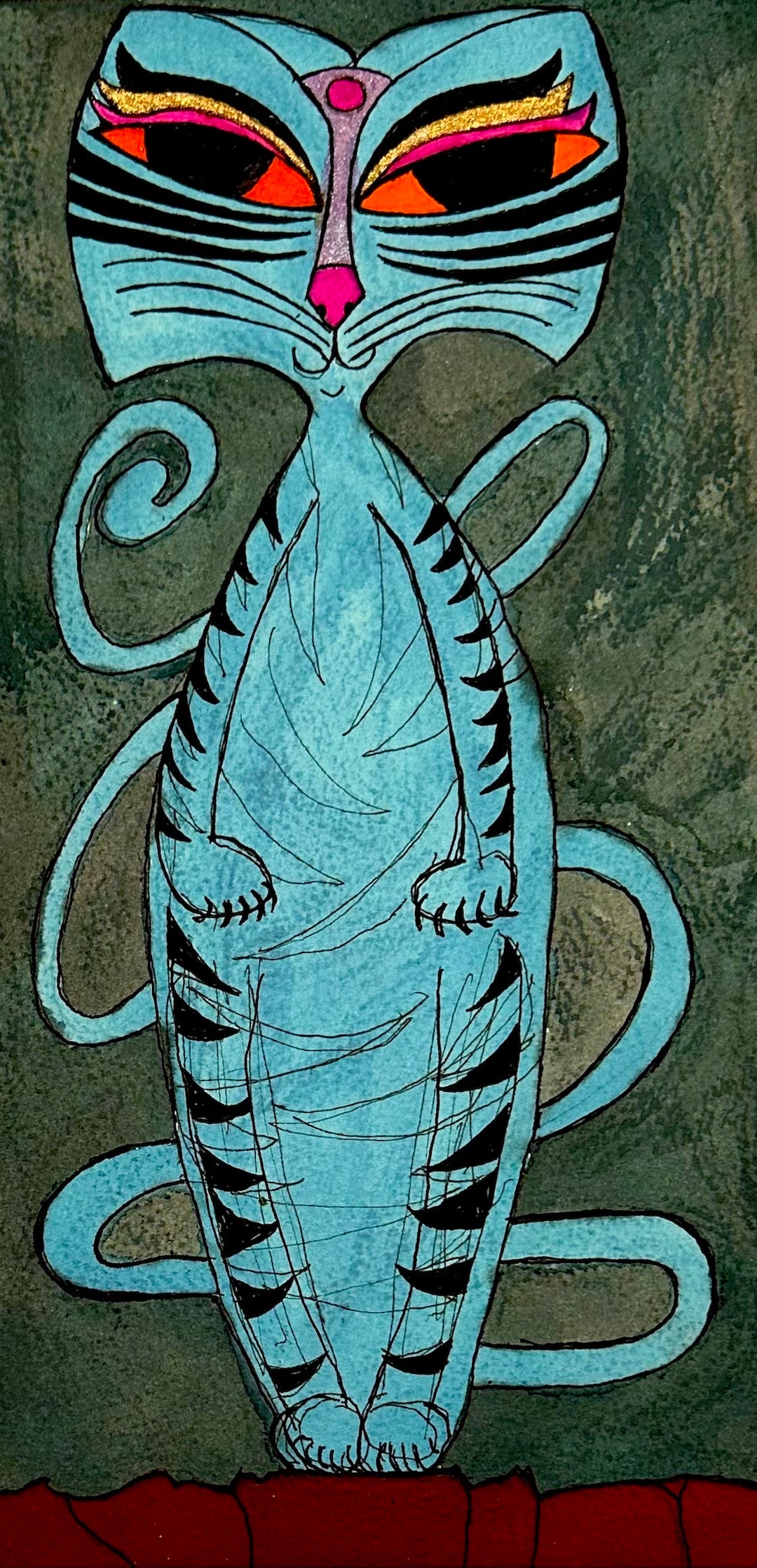 Cat W/ Looooong Tail 12" X 6" - Etsy