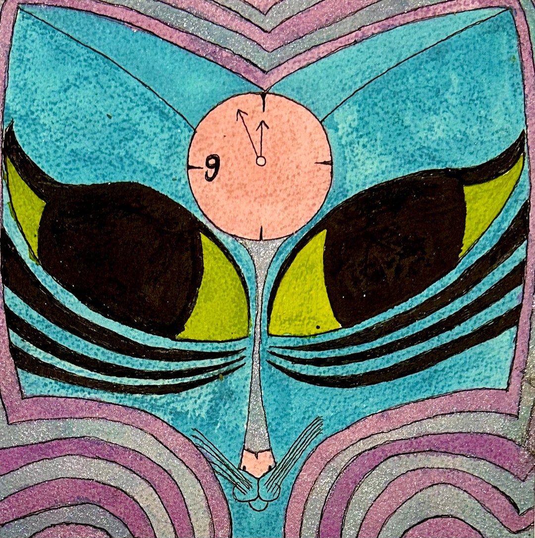 Aura Cat With Doomsday Clock and Number 9 (lives Used Up) 8" X 8" - Etsy