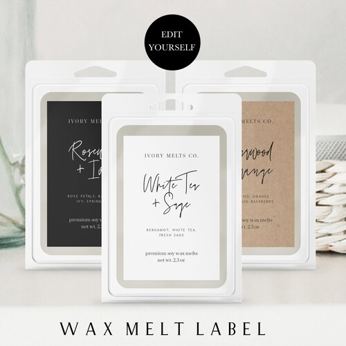 DIY Product Label Design Wax Melt Label Template Editable - Etsy