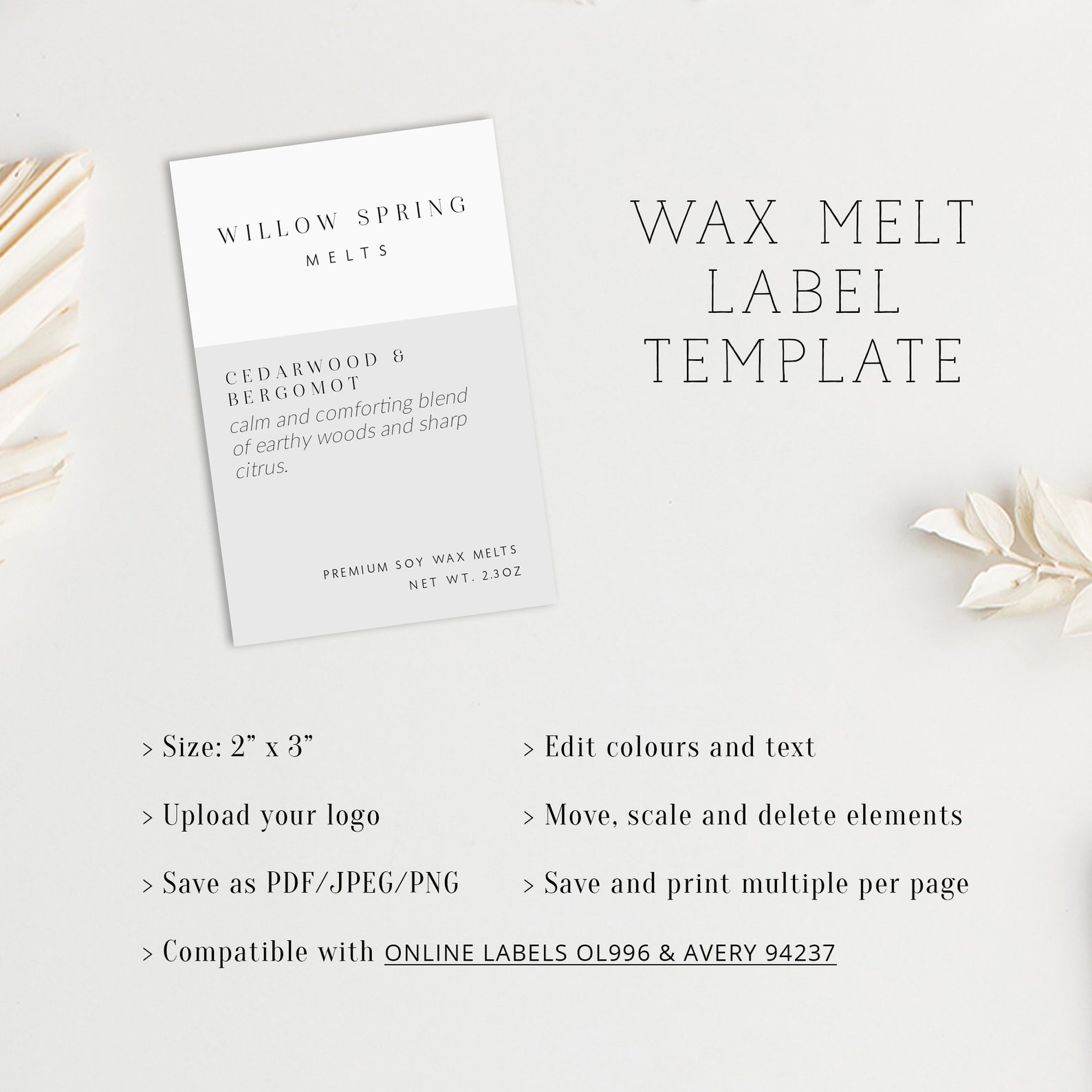 DIY Product Label Design Wax Melt Label Template Editable - Etsy