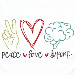 Peace Love Brains Svg Cut File Png Dxf Neurology Neuro Nurse - Etsy