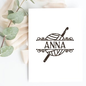 Crochet Name Split Frame Svg Cut File Laser File Monogram Crochet Label ...