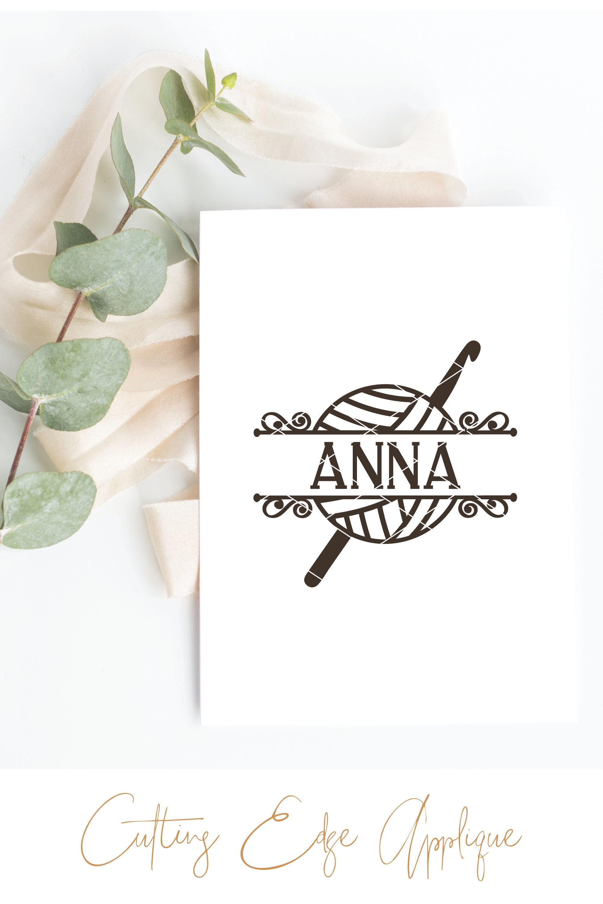 Crochet Name Split Frame Svg Cut File Laser File Monogram | Etsy