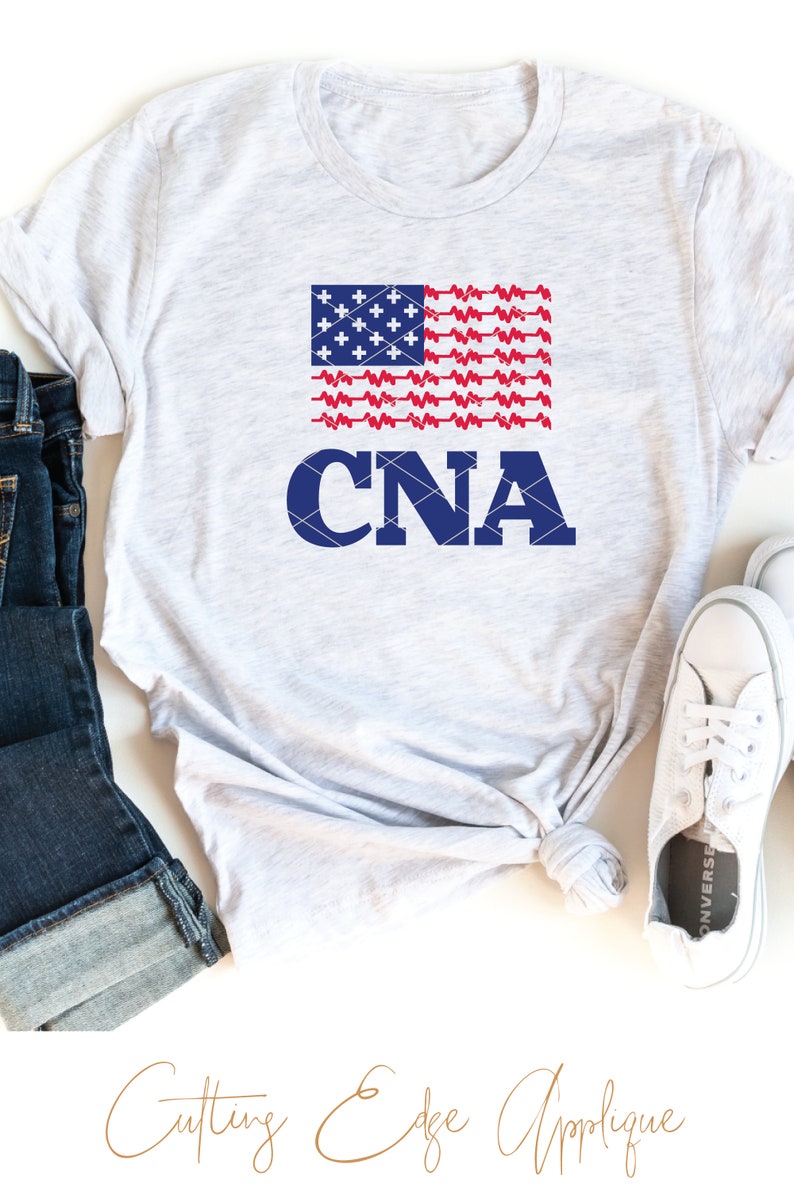 CNA USA Flag Svg Cut File Png Dxf Nursing Assistant July 4th - Etsy
