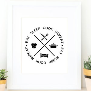 Cooking Svg Eat Sleep Cook Repeat Svg Foodie Cook Chef Kitchen Decor ...