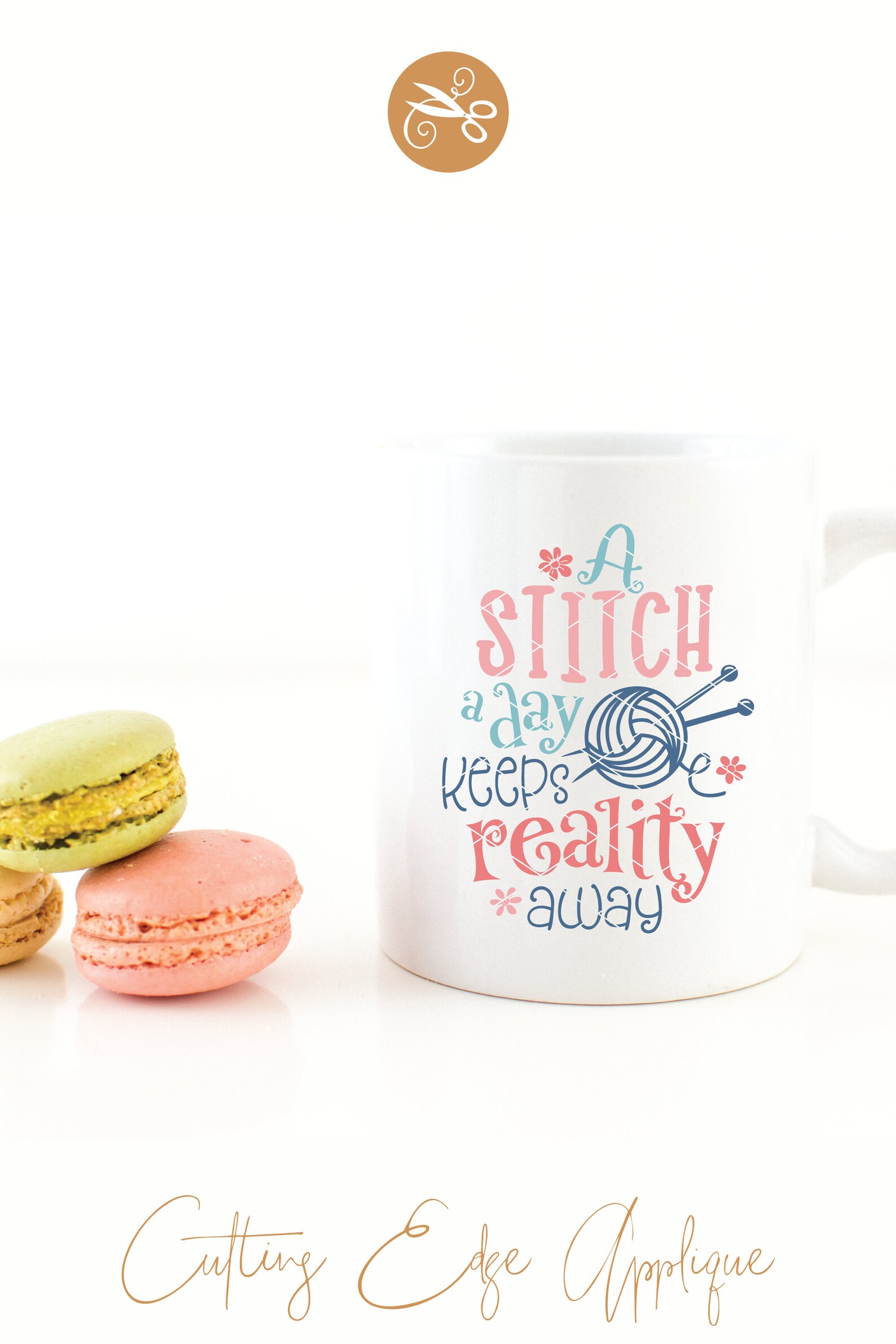 Knitting SVG & Clip Art A Stitch A Day Keeps Reality Away Knit Svg Yarn ...