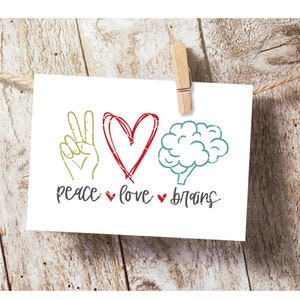 Peace Love Brains Svg Cut File Png Dxf Neurology Neuro Nurse Stroke ...