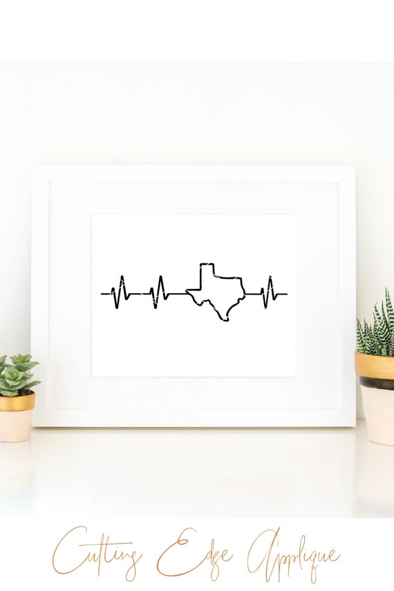 Texas Heartbeat svg cut file laser file Texas state ekg DXF PNG cricut ...