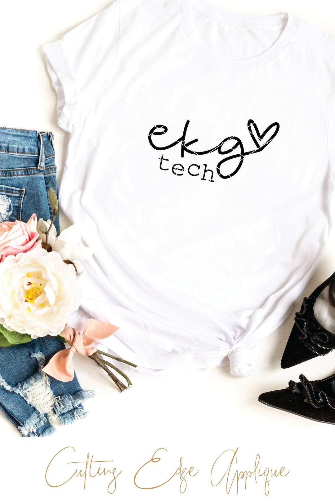 EKG Tech Svg & Clip Art CET Electrocardiogram Technician Hand Lettered ...