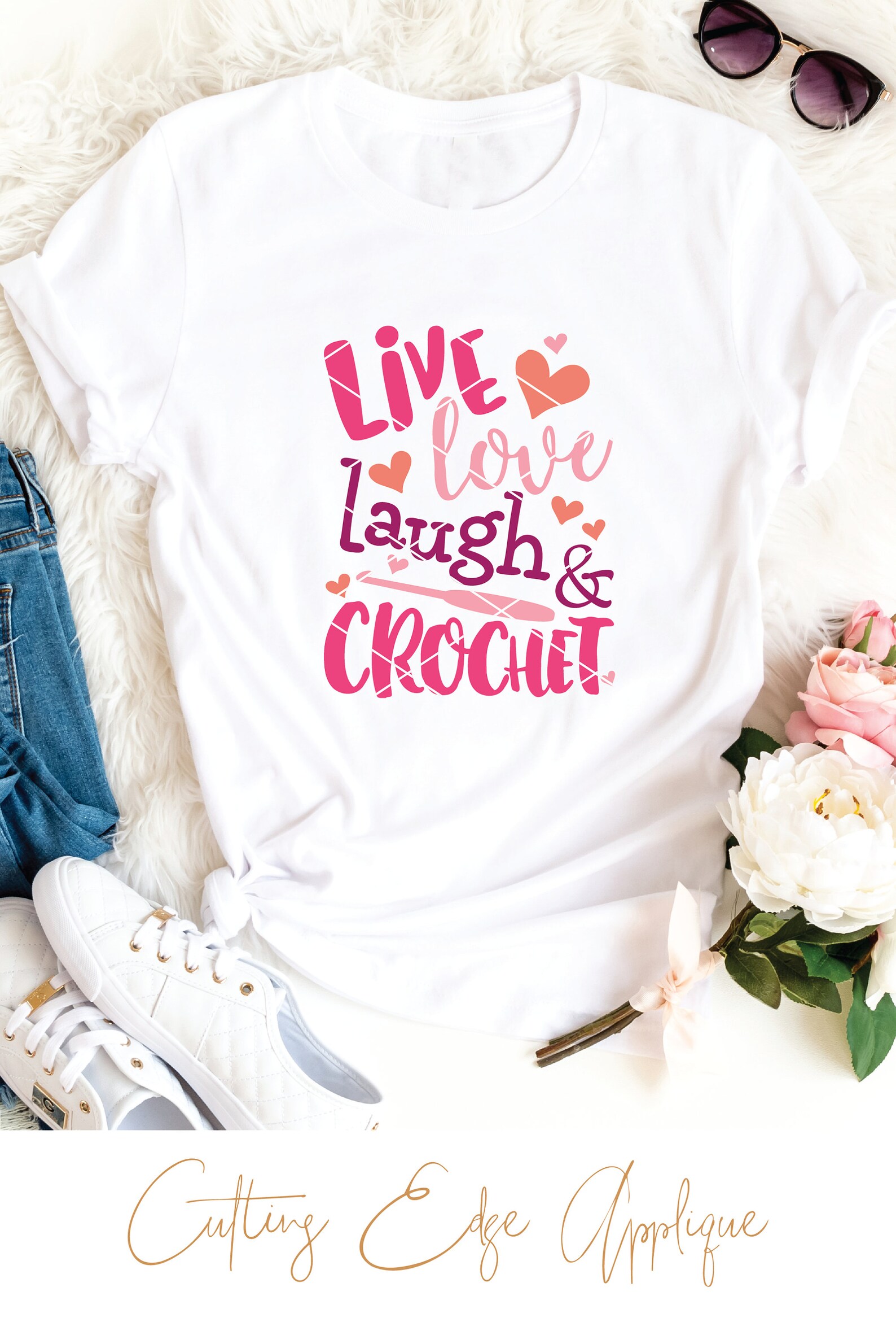Live Love Laugh & Crochet Svg Cut File Yarn Wool Hook Dxf Png Cricut ...