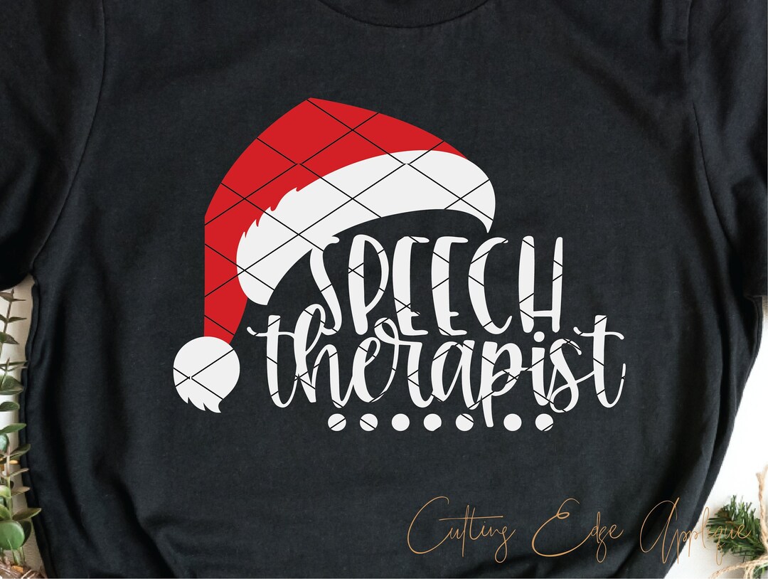 Christmas Speech Therapist Svg Cut File Xmas Holiday Santa Hat SLP ...