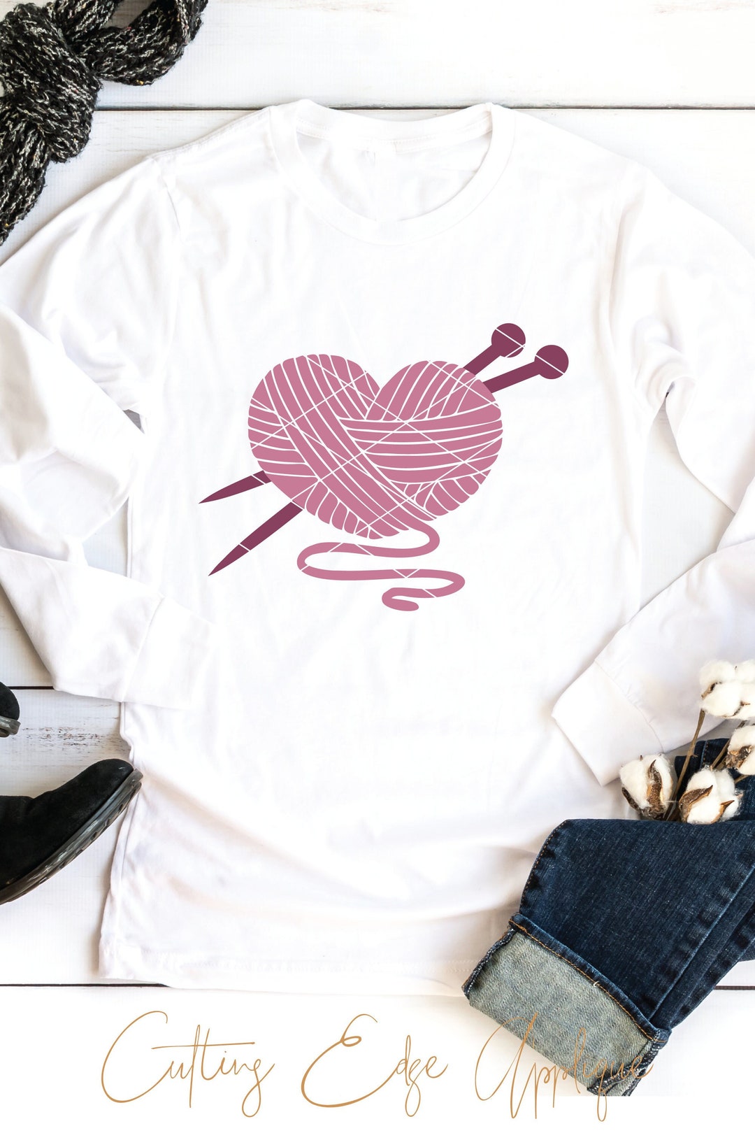 Knitting Love SVG & Clip Art Knitting Svg, Yarn Svg Yarn Heart Knitting ...