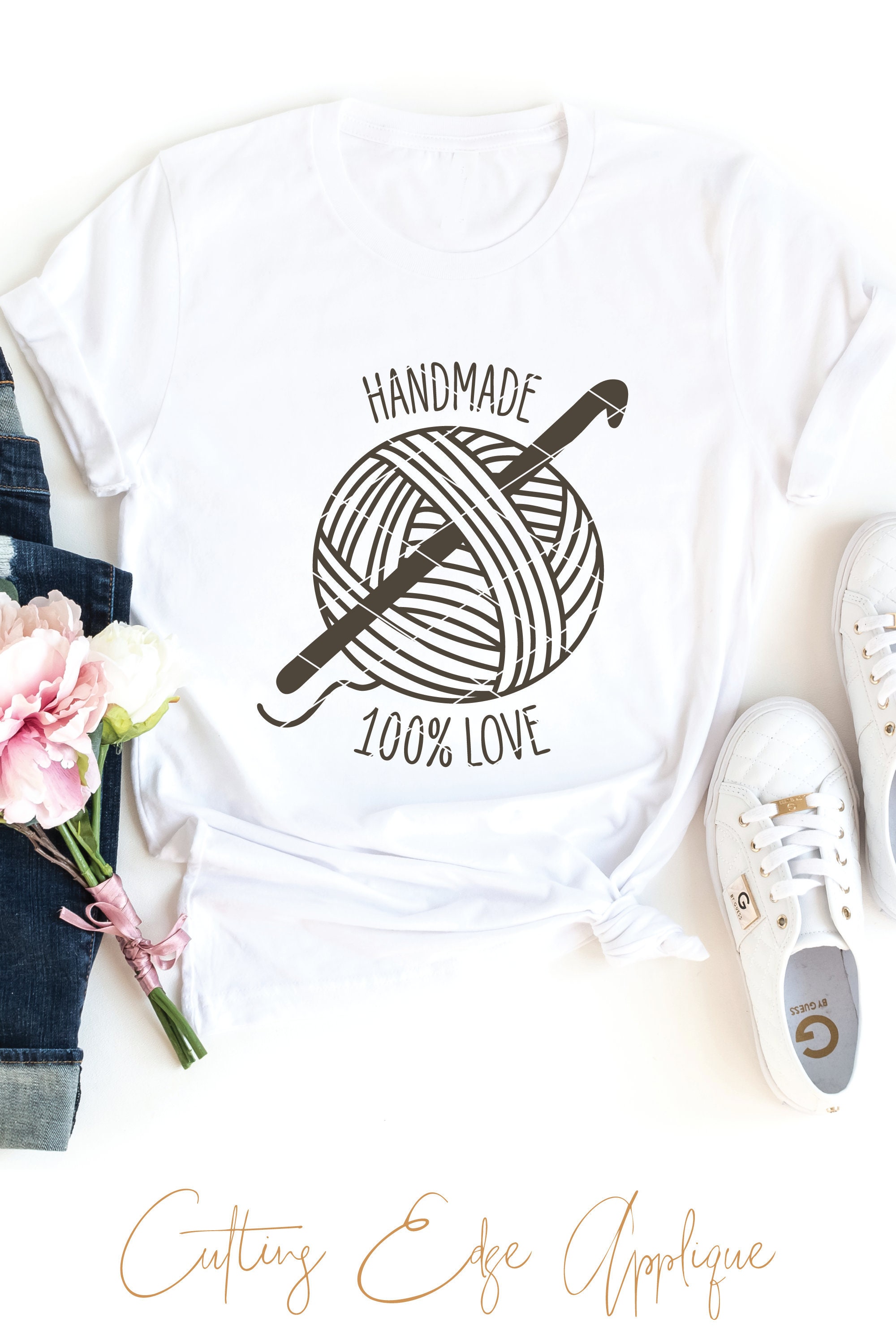 Crochet Svg Handmade 100% Love Svg Yarn Svg Crochet Hook | Etsy