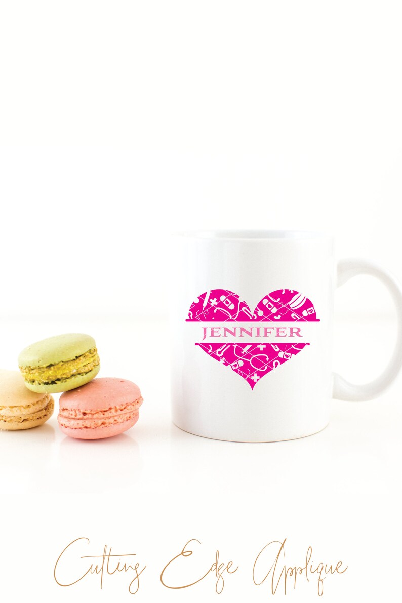 Medical Heart Name Svg Cut File Monogram Split Frame - Etsy