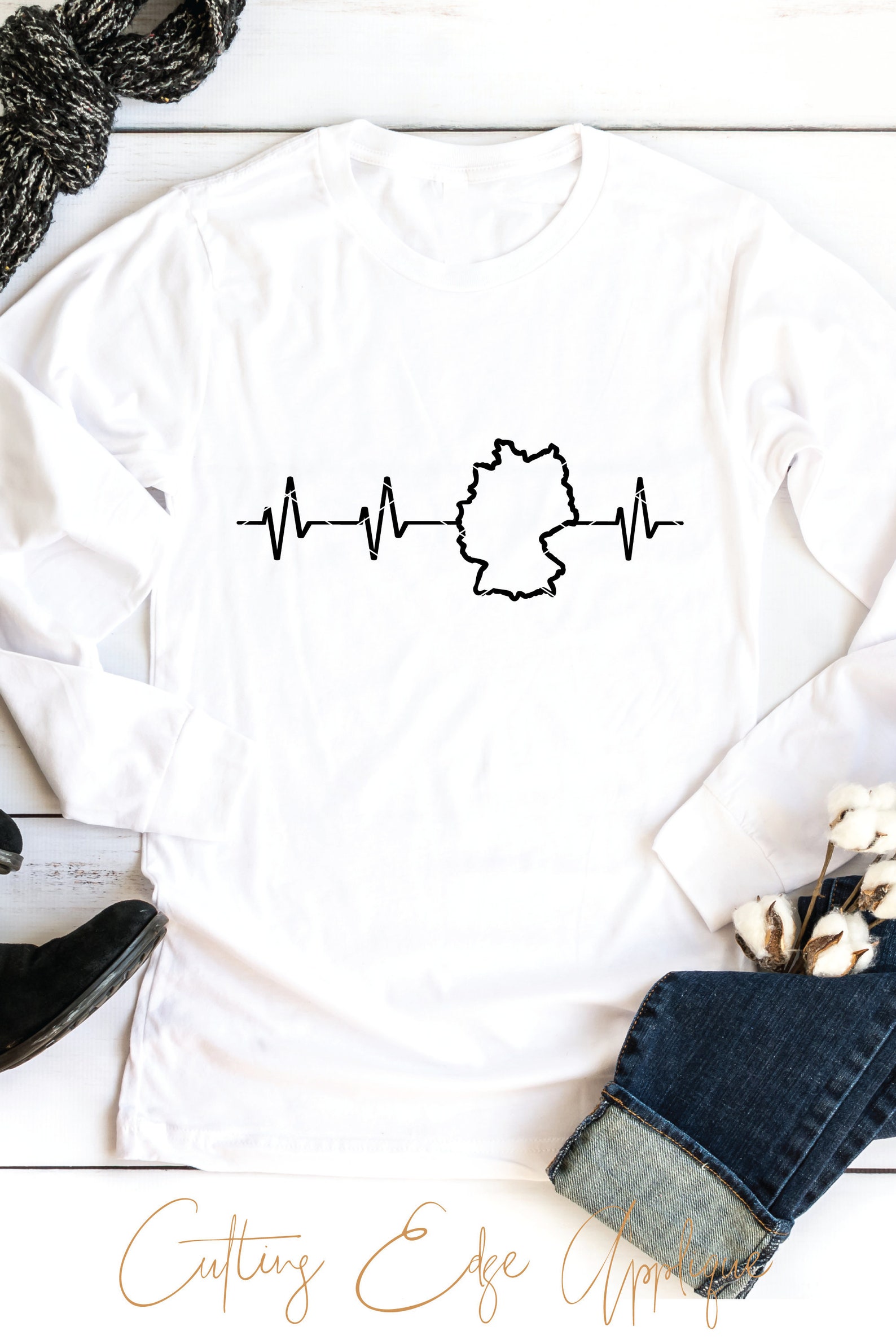 Germany Heartbeat Svg & Clip Art German Deutsche Deutschland Kunst EKG ...