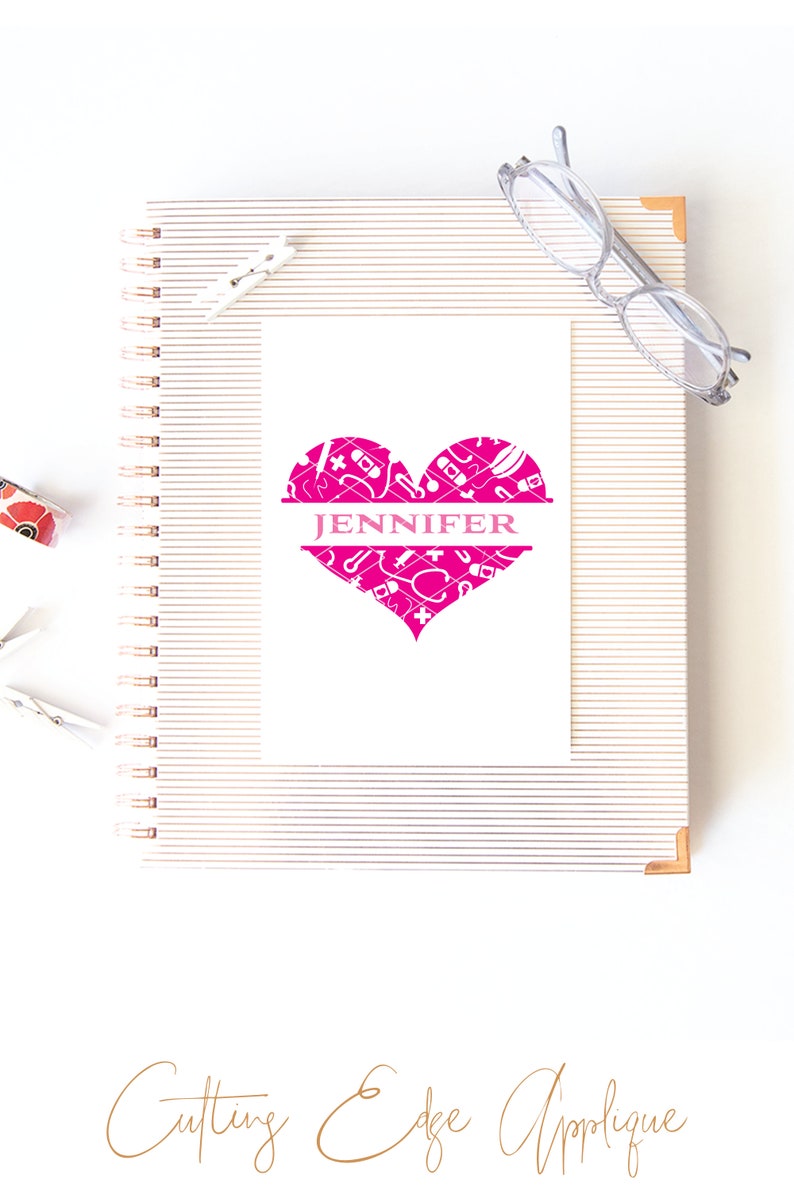 Medical Heart Name Svg Cut File Monogram Split Frame - Etsy