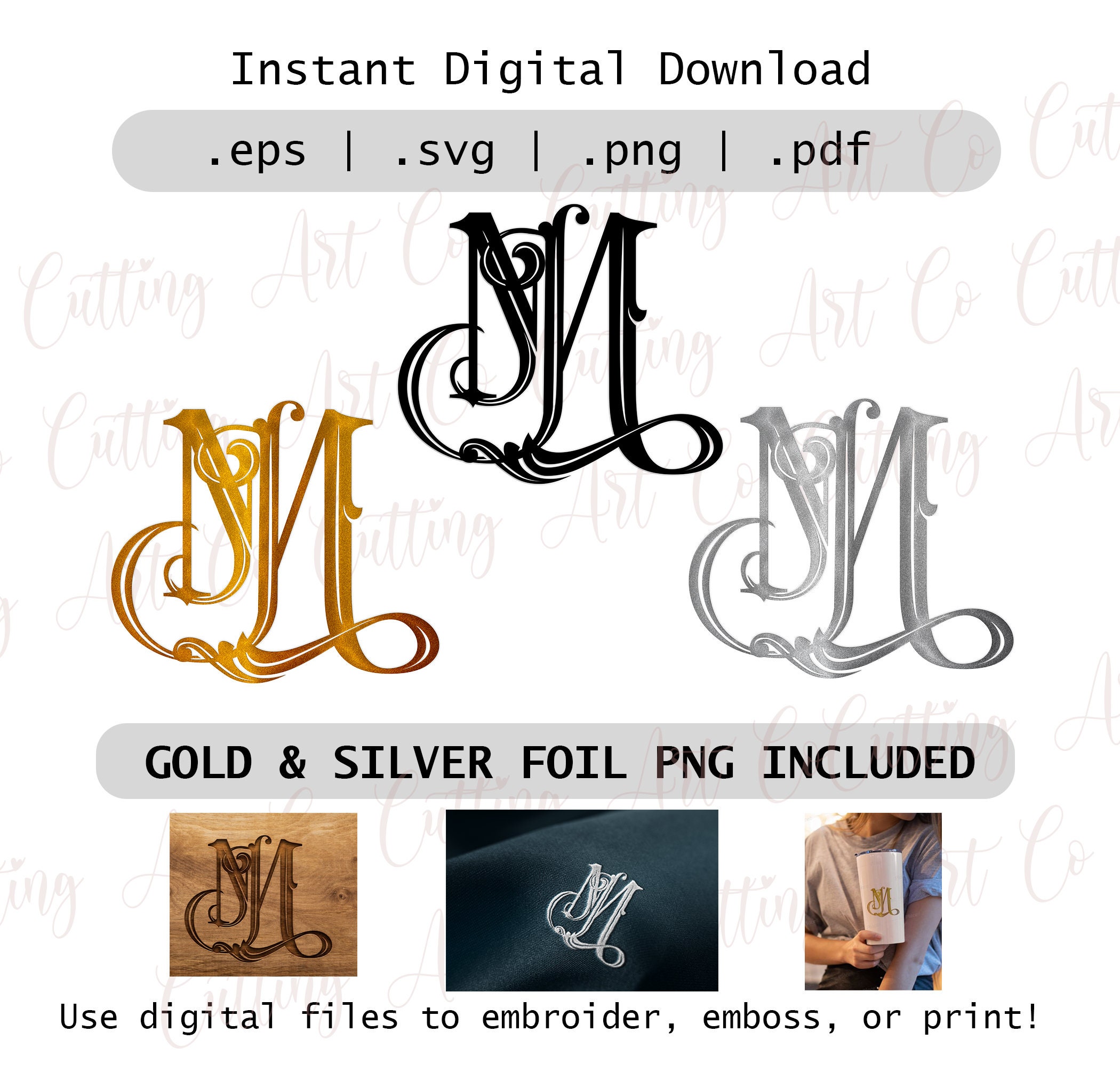 J M Initials Intertwined Wedding Logo Monogram - Vector Digital ...