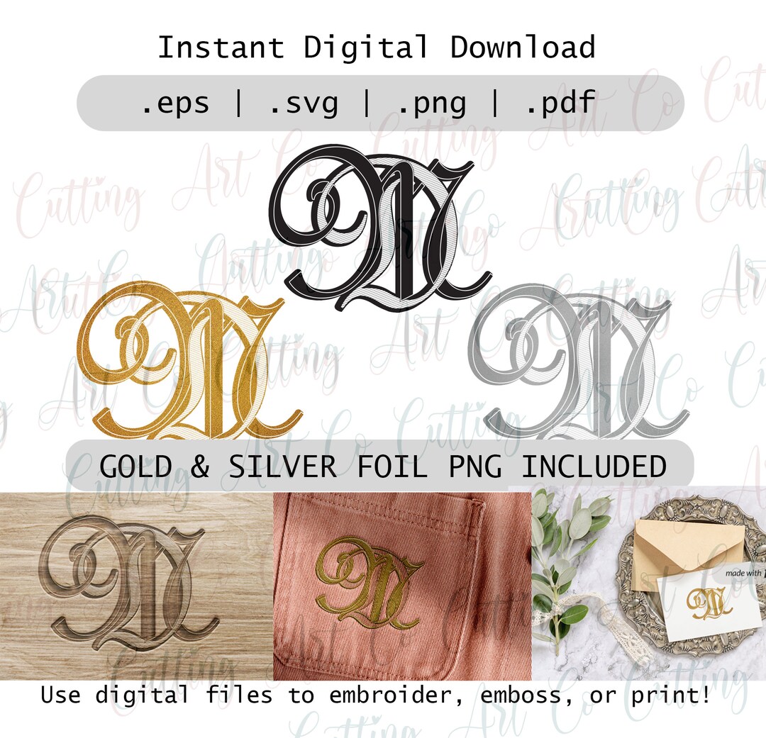 D M Initials Intertwined Wedding Logo Monogram - Vector Digital ...