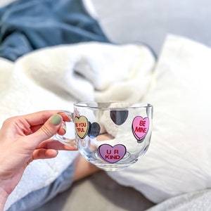 Valentines Coffee Mug Heart Candy Clear Mug Personalized Coffee Mug ...