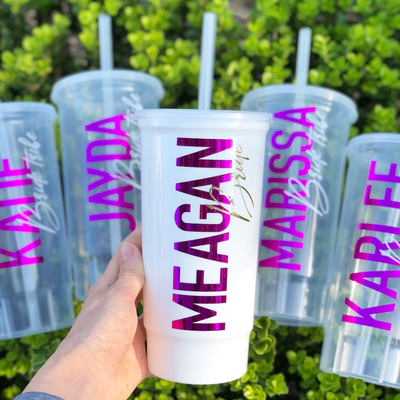 Personalized Bachelorette Cups With Name - Reusable Cups With Lid and ...