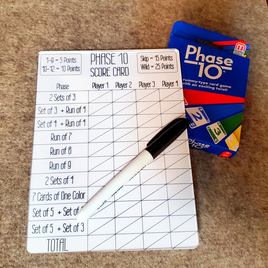 SVG Digital Download Phase 10 Scorecard Laser File - Etsy