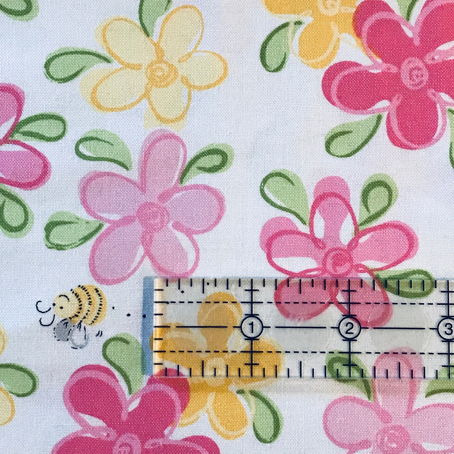 Susybee FLOWERS & BEES, Pink, Yellow, Lal the Lamb, Clothworks, 100% ...
