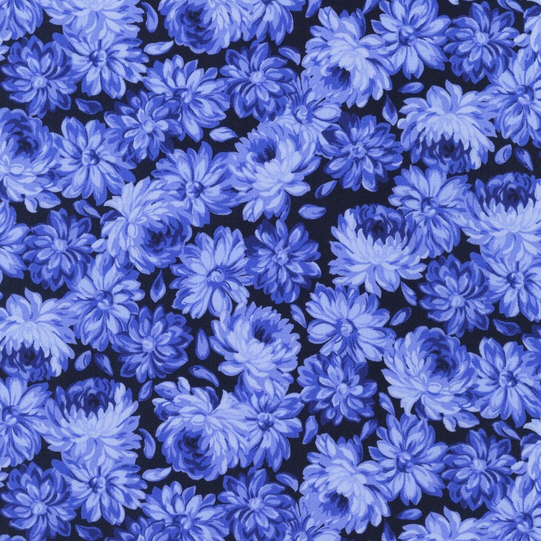 SUNSHINE, Navy Blue Flowers, Debbie Beaves, FLOWERHOUSE, Robert Kaufman ...