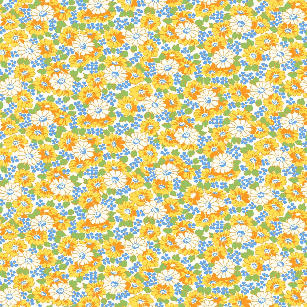 WILD FLOUR Flowerbed Yellow Feed Sack Print by Whistler Studios Windham ...