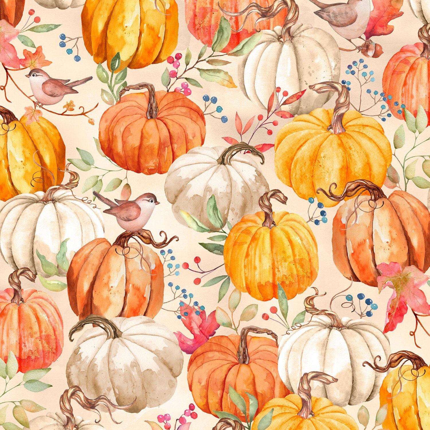 AUTUMN DAY Tan Packed Pumpkins by Nancy Mink for Wilmington | Etsy