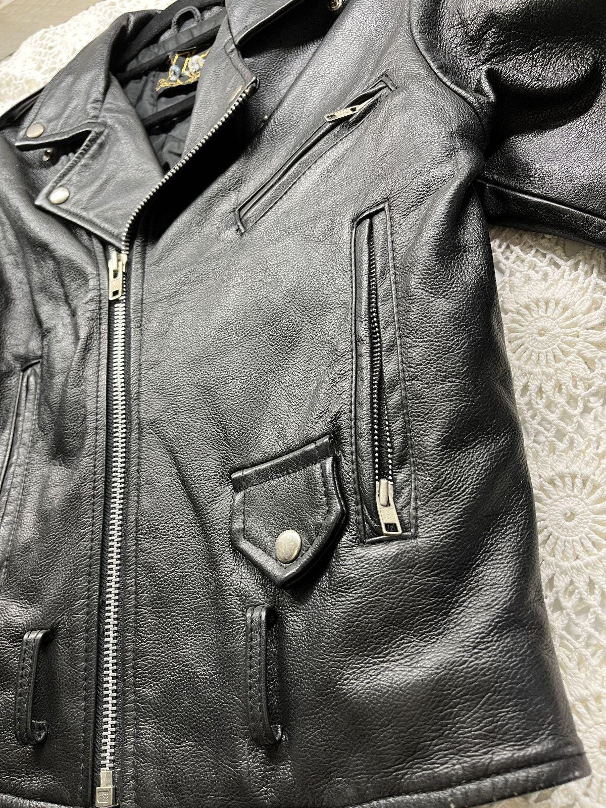 Vintage KC Collections Black Moto Leather Biker Jacket 1980s - Etsy