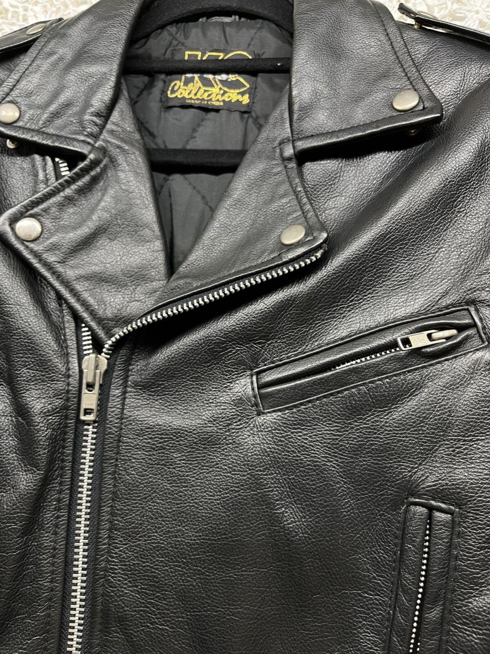 Vintage KC Collections Black Moto Leather Biker Jacket 1980s - Etsy