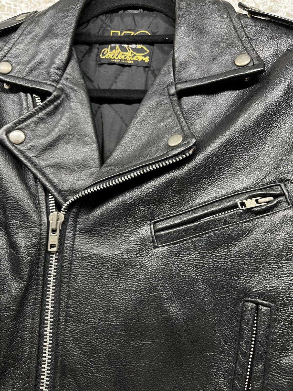 Vintage KC Collections Black Moto Leather Biker Jacket 1980s - Etsy