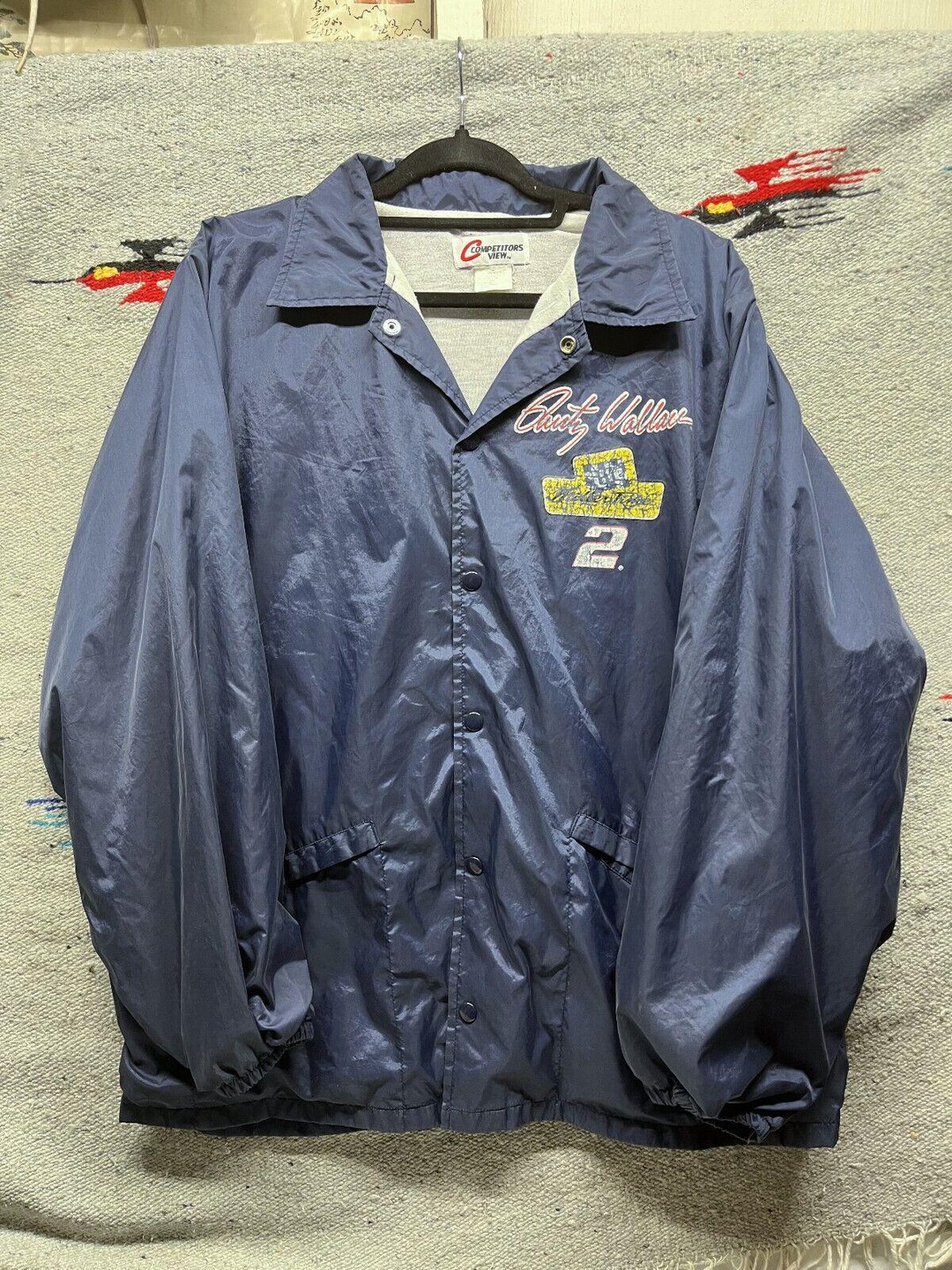 Vintage 80s Rusty Wallace Miller Lite Nascar Windbreaker Coaches Jacket ...