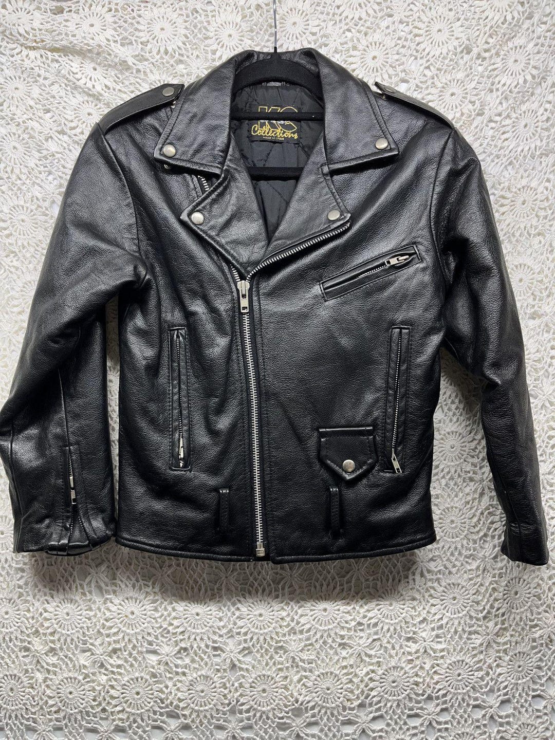 Vintage KC Collections Black Moto Leather Biker Jacket 1980s - Etsy