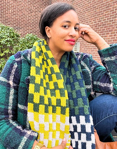 Checkered Scarf Knitting Pattern Beginner Level Worsted Yarn PDF ...